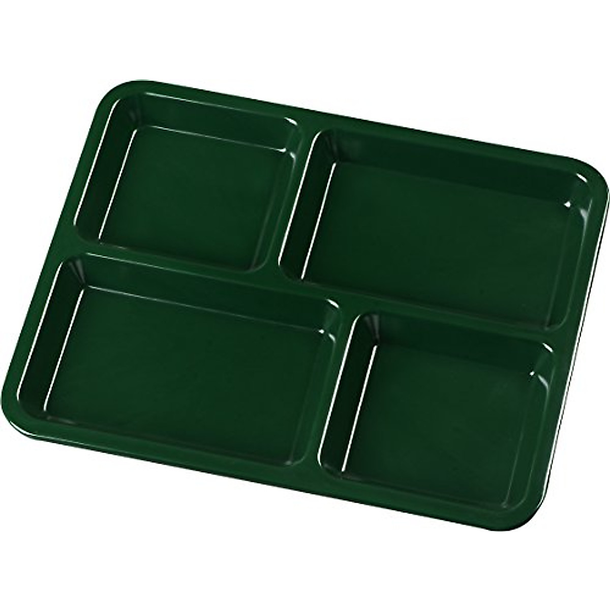 Carlisle FoodService Products Right Hand 4-Compartment Cafeteria / Fast Food Tray, 8.5" x 11", Forest Green