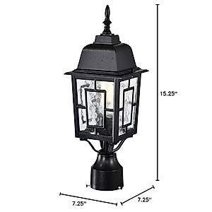 Nuvo 60/4929 Banyan Outdoor Post Lantern Light Fixture with Clear Water Glass, 17.25 x 6.13 Inches, Textured Black