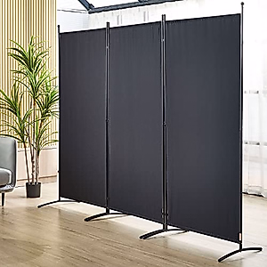 VEVOR Room Divider, 6.1 ft Room Dividers and Folding Privacy Screens (3-Panel), Fabric Partition Room Dividers for Office, Bedroom, Dining Room, Study, Freestanding, Black