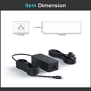 USB Type C AC Charger Fit for Dell Latitude 9420 9520 3520 3420 3320 7320 Detachable XPS 13 9305 P33T001 P94F002 P108F001 P144G001 Laptop Power Cord