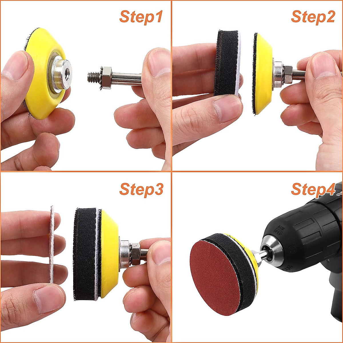 HongWay 300pcs 2 Inches Sanding Discs Pad Kit for Drill Sanding Grinder Rotary Tools with Backer Plate Shank and Soft Foam Buffering Pad, Sandpapers Includes 60-3000 Grit