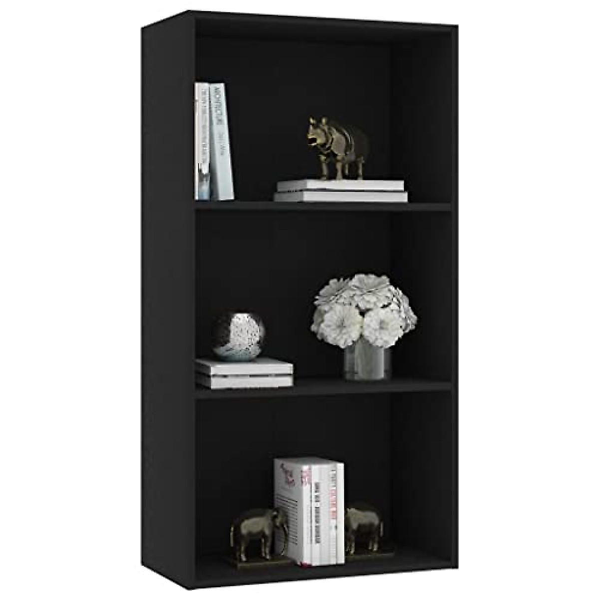 GOLINPEILO 3-Tier Book Cabinet, Storage Organizer, Open Shelf Bookcase Bookshelf, Home Office Furniture Bookcase, Side Cabinet, Black 23.6"x11.8"x44.9" -AA
