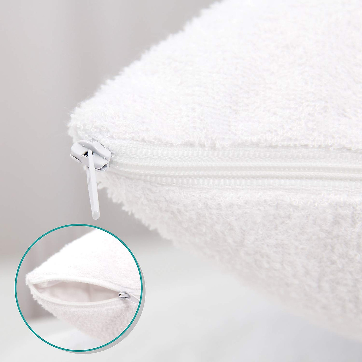 Toddler Pillowcase Protector 2 Pack, Waterproof Pillowcase Cover, Viscose Made from Bamboo Travel Pillow Case Cover with Zipper, Fit Toddler Pillow 13"x18" or 14"x19" for Boys Girls, White