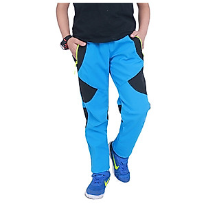 CATERTO Youth Snow Pants with Reinforced Knees and Seat,Warm Climbing Trousers For Boys and Girls Blue S