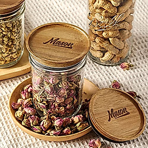 8 Pack Wide Mouth Wooden Storage Lids for Ball,Kerr Jars,Food Grade Material,100% Fit & Airtight for Wide Mouth Jars