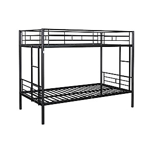 Merax Metal Twin Over Twin Bunk Bed with 2 Side Ladders,Made of Heavy Duty Steel, for Kids Teens Adults(Black)