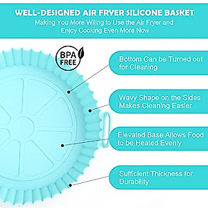 BDYKJYM 4Pcs Air Fryer Silicone Liners,Reusable Air Fryer Silicone Basket,Replacement Of Flammable Parchment Paper, Heat Resistant Easy Cleaning Air Fryers Oven Accessories(Top 7.9in, Bottom 6.9in)