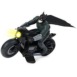 DC Comics, The Batman Batcycle RC with Batman Rider Action Figure, Official Batman Movie Styling, Kids Toys for Boys and Girls Ages 4 and Up