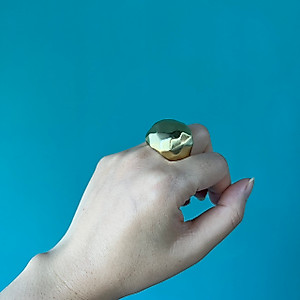 Mytys Gold Rings for Women 18K Gold Plated Band Rings Chunky Statement Ring Gift (Gold 3, 7)