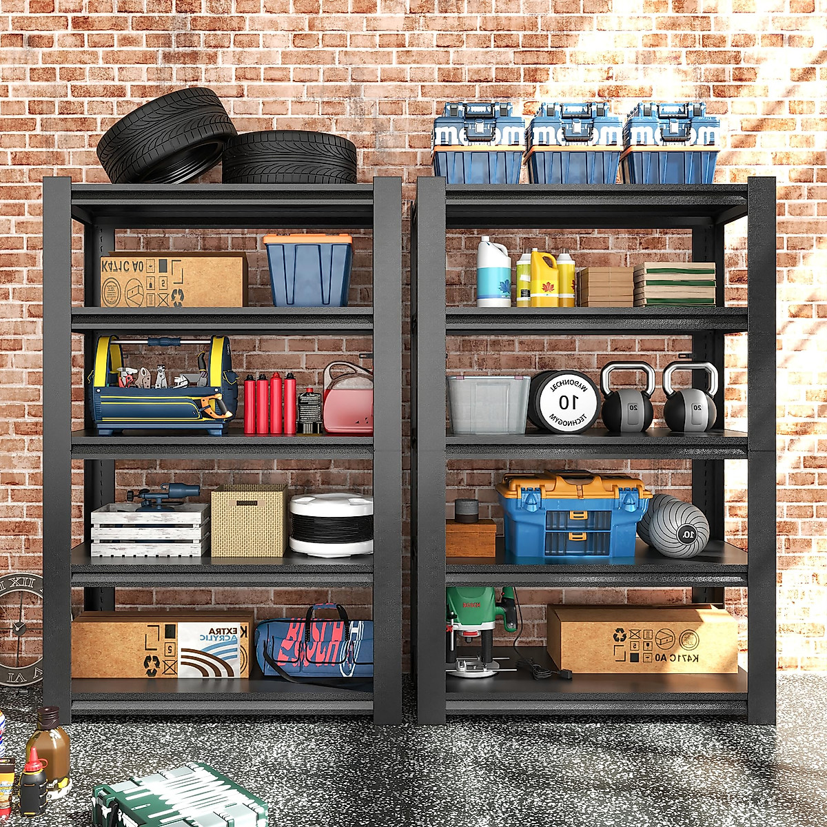 Garage Shelving Heavy Duty,78inch H*48"Wide Metal Shelving Units for Garage Storage Shelves Adjustable Shelves,2000lbs,5 Tier Industrial Shelving Shelf Metal Shelves for Storage For Warehouse Basement