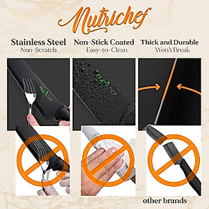 NutriChefKitchen 7 Piece Kitchen Knife Set - Stainless Steel Kitchen Precision Knives Set w/ 5 Knives & Bonus Sharpener, Acrylic Block Stand - Cutting Slicing, Chopping, Dicing - NCKNS7X.5