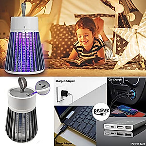 Qremove Bug Zapper,Electric Mosquito Zapper Portable Camp Mosquito Killer Rechargeable Indoor Bug Zapper Outdoor Mosquitoes Light with Hanging Loop,USB LED Purple Light Trap Backyard Camping Using