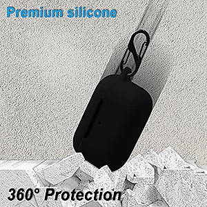 Geiomoo Silicone Carrying Case Compatible with Echo Buds 2nd Gen, Portable Scratch Shock Resistant Cover with Carabiner (Black)