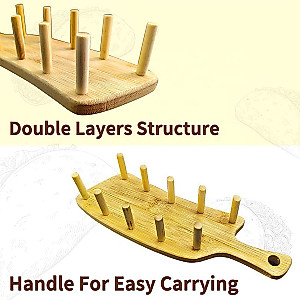 YYRZZ Taco Holders Stand, Natural Bamboo Taco Plates Rack Holds 8 Soft or Hard Shell, Wooden Taco Tray for a Party, Tortillas, Burritos, Home, Parties (2)