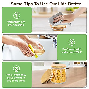 yeesport 12 PCS Yogurt Jar Lids, 2.6 Inches Bamboo Jar Lids for Yogurt Jars, Food Fruit Candy Can Lids with Silicone Sealing Rings, Yogurt Jar Lids With DIY Function