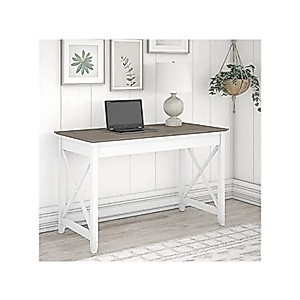 Bush Furniture Key West Writing Table for Home Office | Small Modern Farmhouse Desk, 48W, Pure White and Shiplap Gray