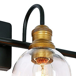 Bathroom Vanity Light, 4-Light Black Bathroom Light Fixtures with Oil Rubbed Bronze Finish, Modern Farmhouse Vanity Lights with Clear Globe Glass Shade (L 29.5" x W 7" x H 9")