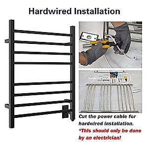 HEATGENE Towel Warmer, Heated Towel Warmer Rack, Wall-Mounted Hardwired/Plug-in Electric Towel Warmers for Bathroom, Hot Towel Rails - Matte Black