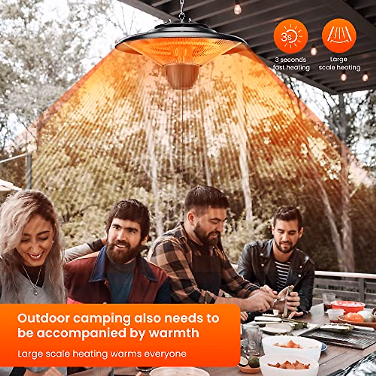 Danluke POWER 1500W Hanging Yard Heater，ceiling heater, courtyard electric heater, infrared heater, ceiling electric heater 3S Fast Heating, Great Room, Garage，Ceiling Mount