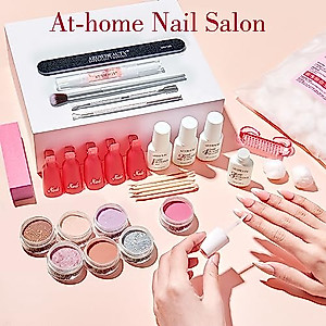 170Pcs Dip Nails Powder Starter Kit, AZUREBEAUTY 36 Colors Brown Purple Fall Dip Powder Nail Kit Starter with Essential Liquid and Removal Accessories Set for French Nail Art Manicure Salon DIY Home