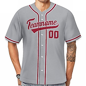 Grey Custom Baseball Jersey Personalized Gifts with Patch Team Name Number Stitch and 3D Print Tech Men Women Kid Toddler