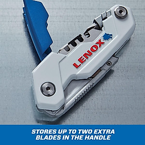 LENOX Utility Knife with 3 Bi-Metal Blades, Retractable, Foldable and Portable, Blade Storage (LXHT10601)