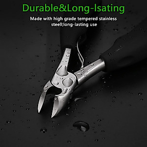 Podiatrist Toenail Clippers,YINYIN Professional Thick & Ingrown Toe Nail Clippers for Men & Seniors, Pedicure Clippers Toenail Cutters, Super Sharp Curved Blade Grooming Tool (Black)