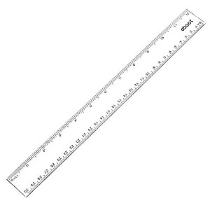 eBoot Plastic Ruler Straight Ruler Plastic Measuring Tool 12 Inches, 2 Pieces (Clear)