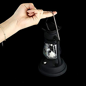 Antique Solar Lantern Lights Outdoor Waterproof Solar Table Lamp Hanging Lighting with 7 LED for Garden Patio Umbrella Lamp Tree Decor Camping Lantern Hurricane Lantern (Black)