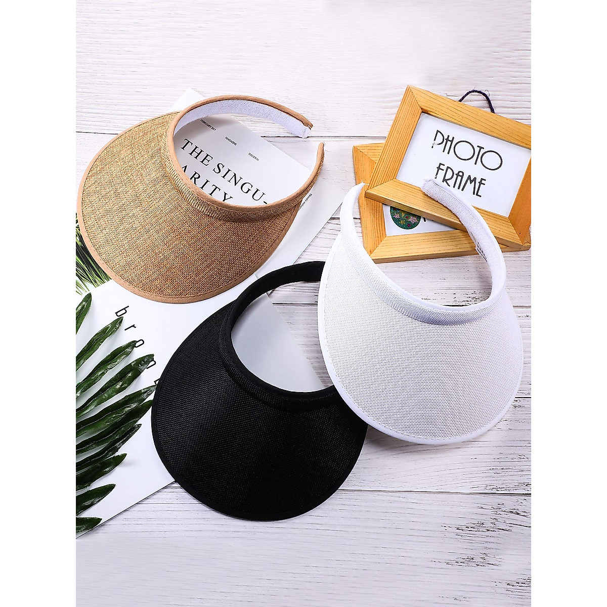 3 Pieces Sun Visor Hats Summer Wide Brim Clip on Beach Adjustable Large Brim Cap Golf Hat for Women (Color Set 1)