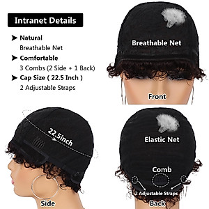 Guree Hair Glueless Wear and Go Wig for Black Women Glueless Brazilian Kinky Short Curly Wigs for Daily Use (1B)