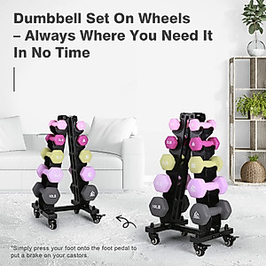 LIONSCOOL Premium Neoprene Dumbbell Set With Solid Portable Steel Rack For Home Gym, 5 Pairs of Free Hand Weights Included(2LB, 3LB, Ideal For Strength Training, Full Body Workout and Muscle Toning