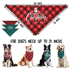 GUOYIHUA Christmas Dog Bandanas, Christmas Dog Bandana Classic Plaid Pet Scarf, Double-Layer Triangle Bibs Kerchief Merry Christmas Pet Bandana for Small Medium Large Dogs Cats Pets (Polyester, 2PCS)