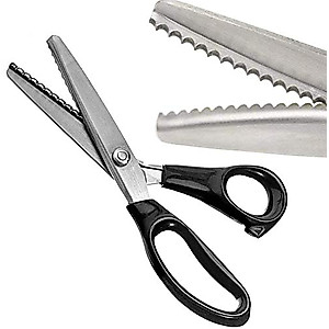 Serrated Scalloped Edge Pinking Shears, Multifunction Stainless Steel Shears Tailor Scissors, Professional Zig-Zag Cut Scissors, Sewing Craft Cut Paper Clothing Fabric for Home (3mm, Scalloped)