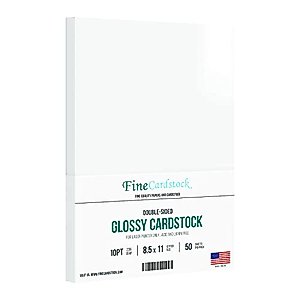 8.5” x 11” Double-Sided Gloss White Card Stock Paper, Great for Photos, Marketing Materials, Posters, Business Covers, etc. | 10Pt (236gsm) | 50 Sheets | Printable Both Sides, For Laser Printer Only