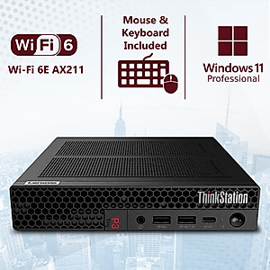 Lenovo ThinkStation P3 Tiny Intel i7-14700T, 16GB DDR5, 512GB NVMe, T400 4GB Graphics, WiFi 6 + BT, RJ-45, 3X miniDP, DP Port, HDMI (5 Monitor Max), Win 11 Pro, 3YR, Business Desktop