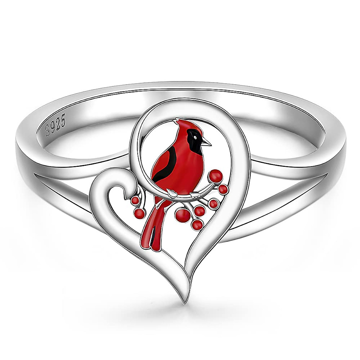 Cardinal Ring for Women Sterling Silver Cardinal Appear When Angels Are Near Cardinal Jewelry Bird Memorial Gifts for Loss of Loved One Size 8