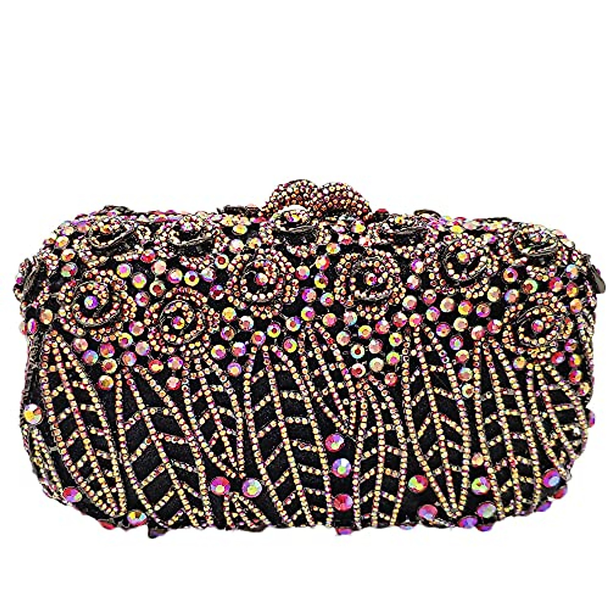 Boutique De FGG Dazzling Crystal Flower Clutch for Women Evening Minaudiere Bags Wedding Party Purses and Handbags (Small, Fuchsia with Iridescent)