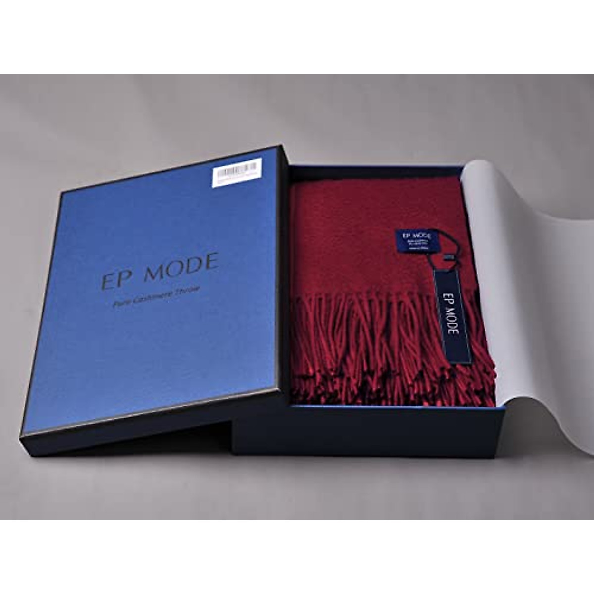 EP Mode 100% Pure Cashmere Throw Blanket for Sofa, Classic Design with Gift Box (Merlot)