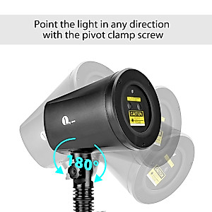 1 BY ONE OUS00-0817 Laser Green Christmas Tree and Red Stars Show, Projection Lights for Xmas, Holiday, Party, and Garden Decoration