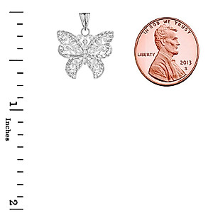 Elegant Sterling Silver Filigree & Sparkle-Cut Butterfly Charm Pendant Necklace, 18"