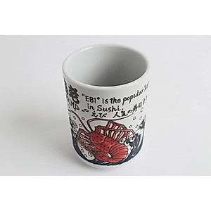 Mino ware Japanese Ceramics Sushi Yunomi Chawan Tea Cup Shrimp & Various Sushi Neta made in Japan (Japan Import) YAY060