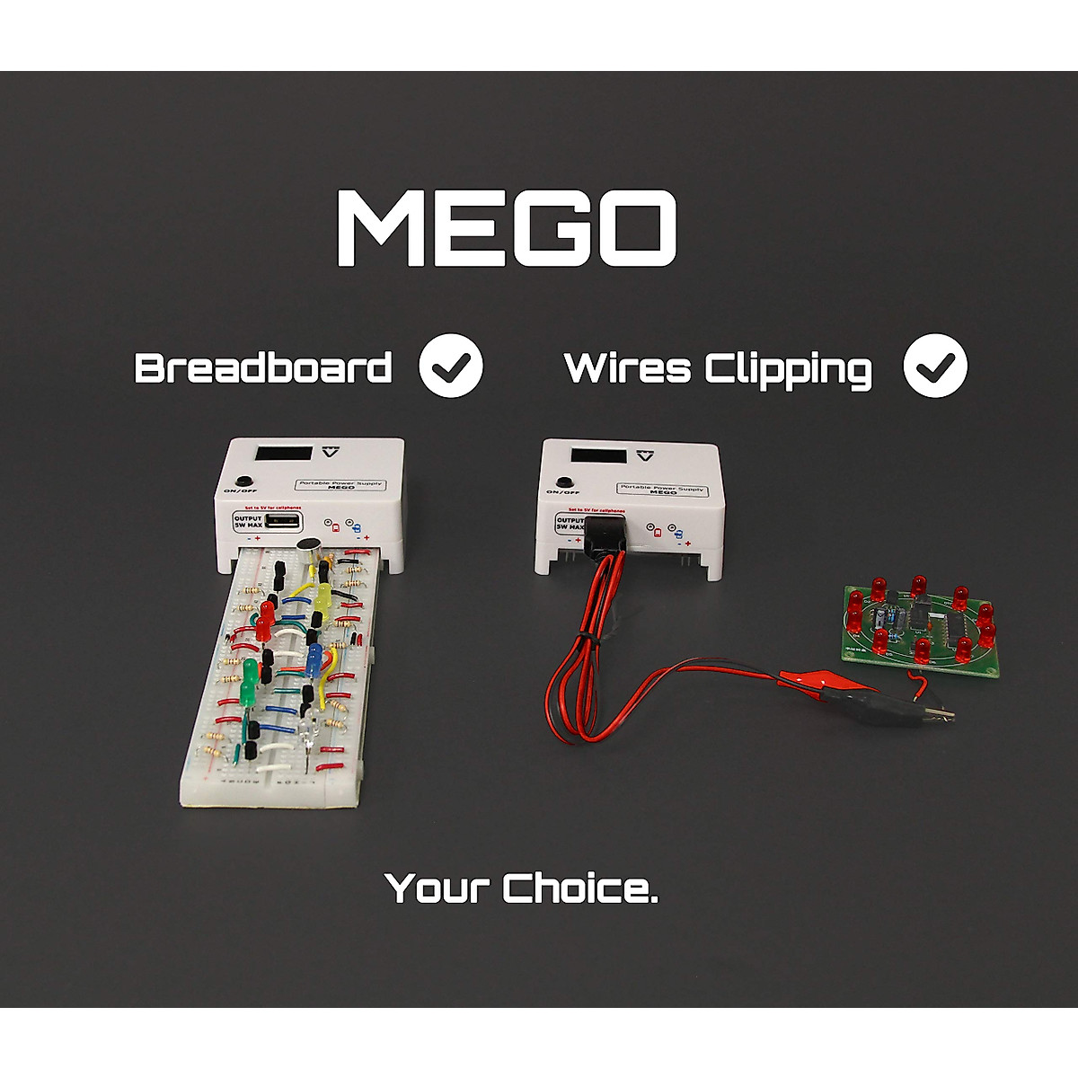 Rechargeable Breadboard Power Supply – 4 to 24V DC Output Power Supply with 2000mAh Rechargeable Battery with USB Charging – Ideal for Labs and Projects in Classroom, Outdoor and Home Schools