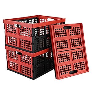 Jandson Folding Storage Crate 34 L, Collapsible Milk Crate 3 Packs
