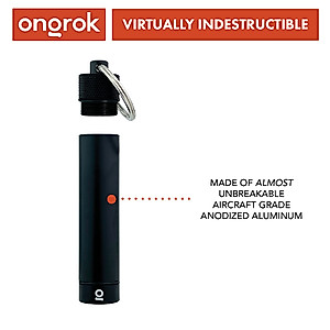 ONGROK Premium Storage Tube, Keychain, Pocket-Sized, Airtight, Aluminum Metal Holder and Case (Black)