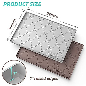 SIKADEER Under Sink Mat for Bathroom Waterproof, 22" x 19" Silicone Under Sink Liner Bathroom Cabinet Shelf Protector, Kitchen Bathroom Cabinet Mat, Under Bathroom Sink Drip Tray Liner (Black)