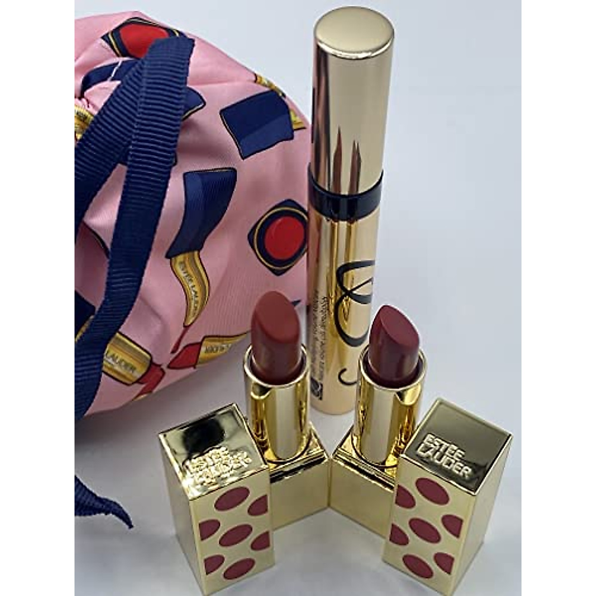 Estee Lauder for Sculpted Lips Lipsticks, Mascara 2022 Gift Set 3 Full Sizes 420 Rebellious Rose, 333 Persuasive, Sumptuous Extreme
