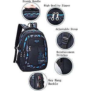 BYPTNF Backpack for Boy Student Kid Waterproof Durable Elementary Middle Casual Bookbag (C-Black)