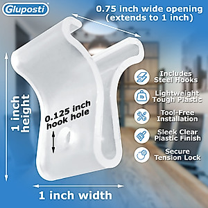 25 Clear Ceiling Grid Clips & 25 Steel S-Hook Sign Hanging Kit, Light Duty Suspended Tile Drop Ceiling Hooks for Hanging Classroom Decorations, Office Decor, Commercial Retail Signs, 0.75" W x 1" H