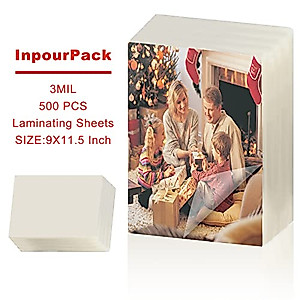 [3mil 500 Pack] InpourPack Laminating Pouches, 3 Mil Clear Thermal Laminating Pouches 9 x 11.5 Inch Laminating Sheets for Laminator, Holds 8.5 x 11 Inch Sheets